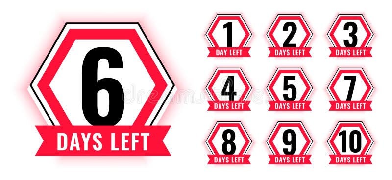 Eye Catching Number of Days Left Sticker for Website Announcement Stock ...