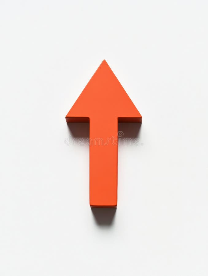 Bright Orange Arrow Pointing Upward Displayed Against a White ...