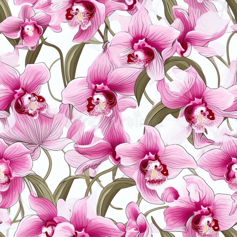 Eye-catching Orchid Pattern for Stickers Stock Illustration ...