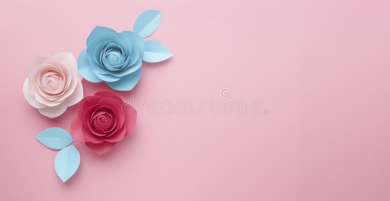Eye-catching Pastel Roses Over Pink Background, AI Generated Stock ...