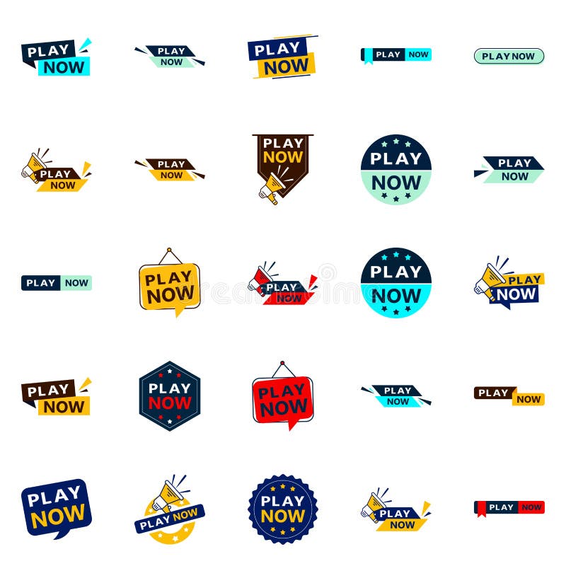 25 Eye-catching Play Now Banners To Grab Attention Stock Vector ...
