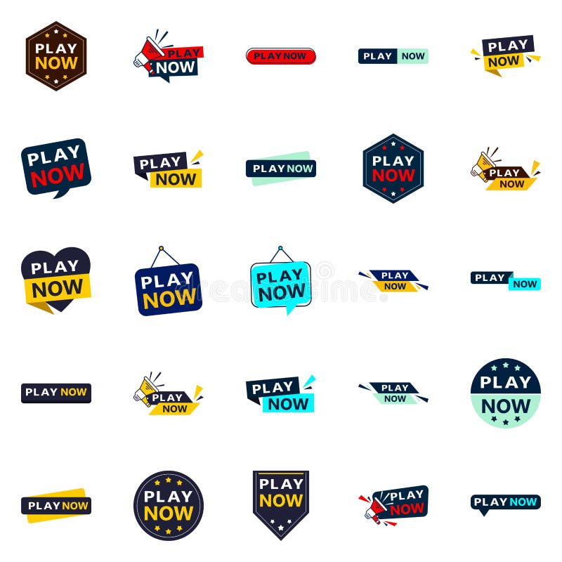 25 Eye-catching Play Now Banners To Grab Attention Stock Vector ...