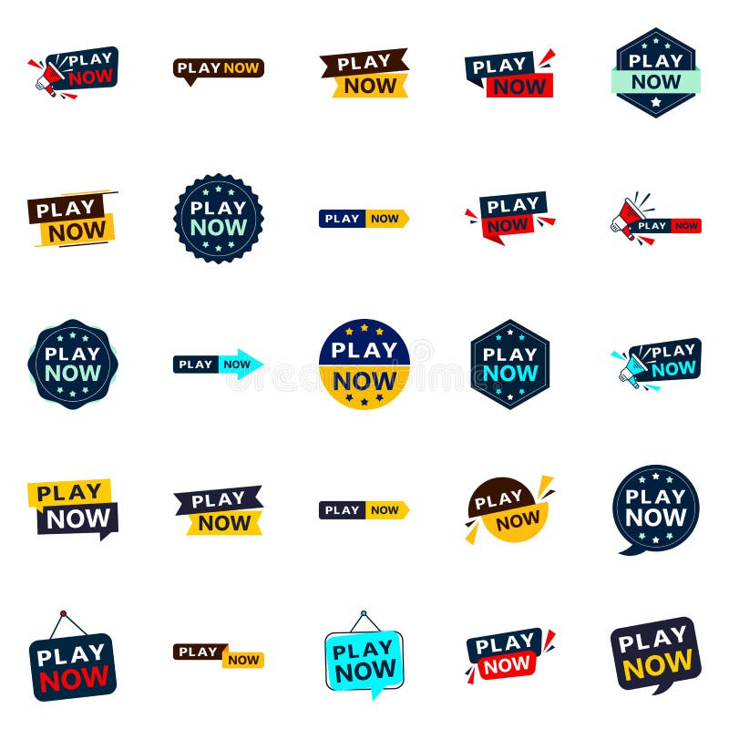 25 Eye-catching Play Now Banners To Grab Attention Stock Vector ...