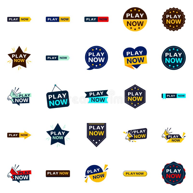 25 Eye-Catching Play Now Banners in a Variety of Styles Stock Vector ...
