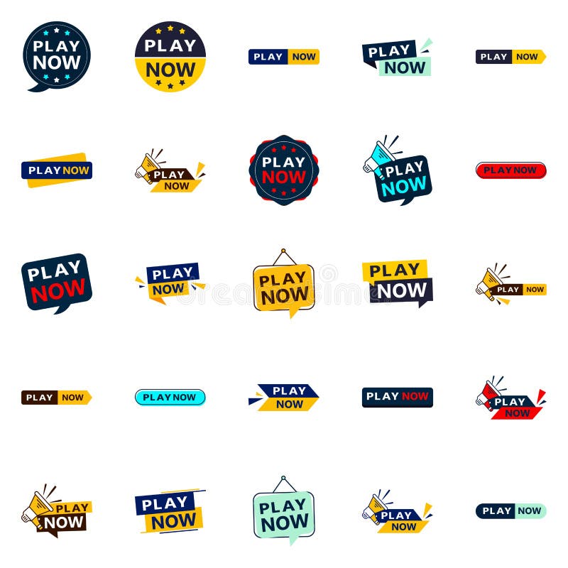 25 Eye-Catching Play Now Banners in a Variety of Styles Stock Vector ...