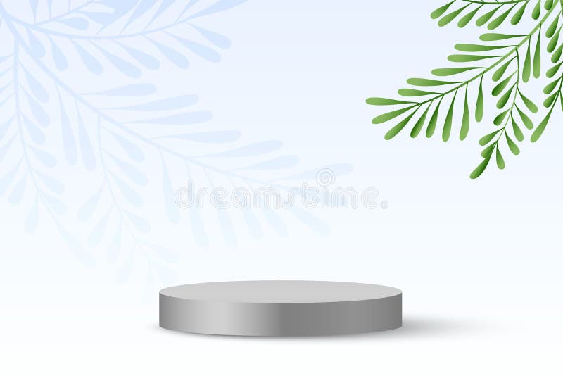 Eye Catching Realistic Podium Stand Background with Leaves Design Stock ...