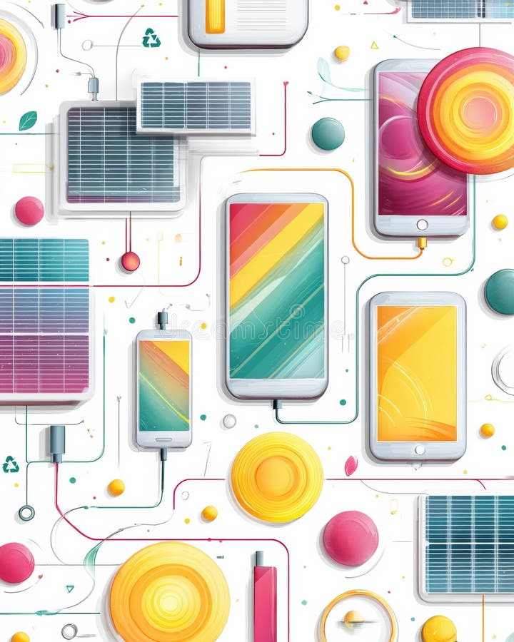 Innovative Seamless Vector Pattern Featuring Solar Panels and Cell ...