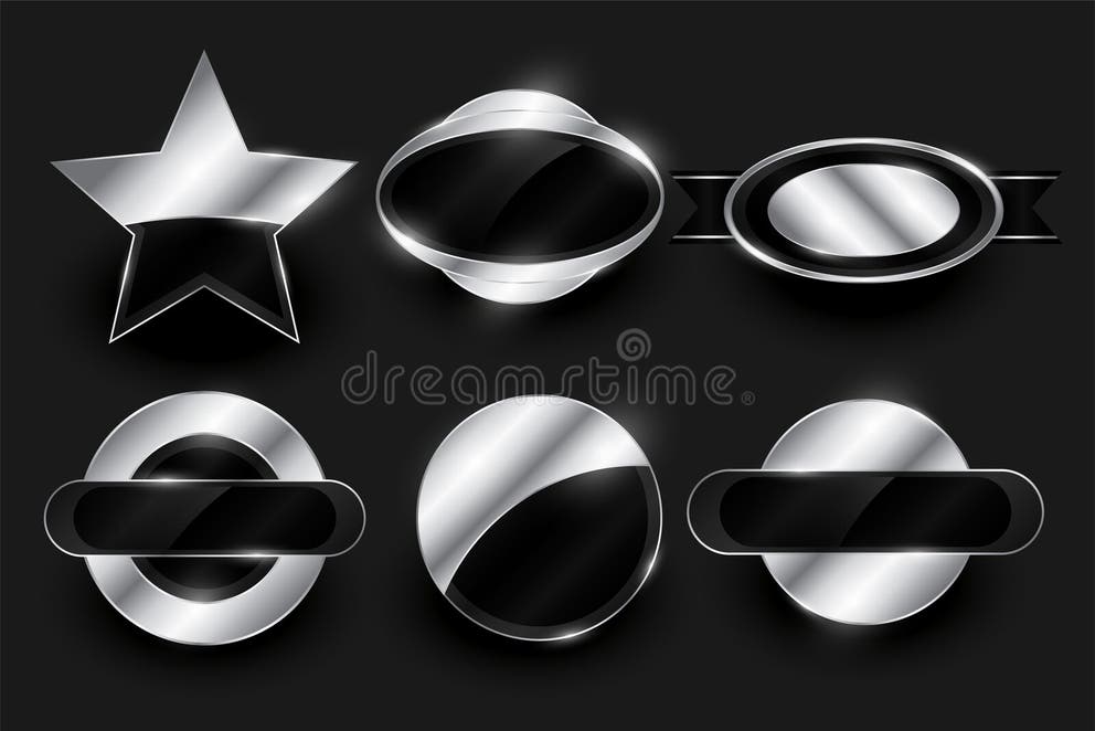 Eye Catching Silver Badge Element Banner in Collection of Six Stock ...