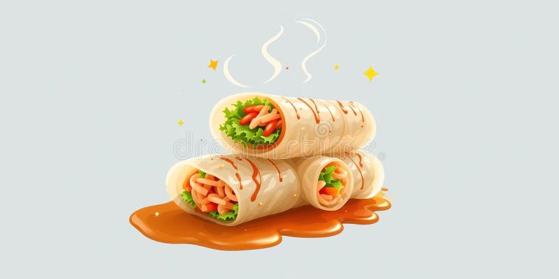 Vibrant Asian Cuisine Spring Roll Clipart Colorful Food Illustration ...