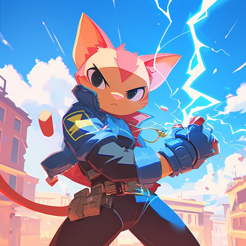 Adorable Cat Superhero in Action! Stock Illustration - Illustration of ...