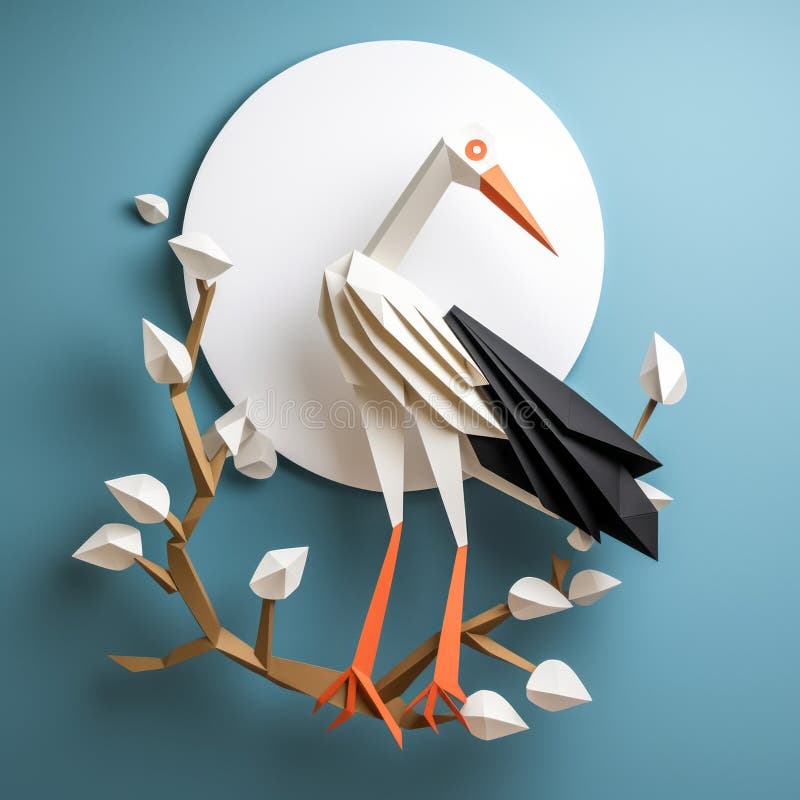 Eye-catching Stork Paper Craft with Polygon Design Stock Illustration ...
