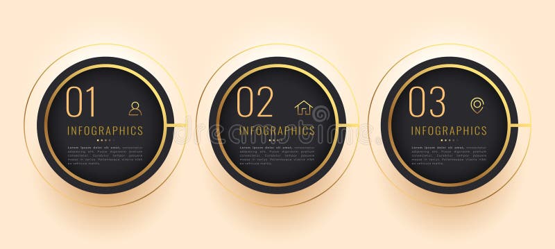 Eye-catching Three Steps Golden Nfographic Banner for Marketing Stock ...