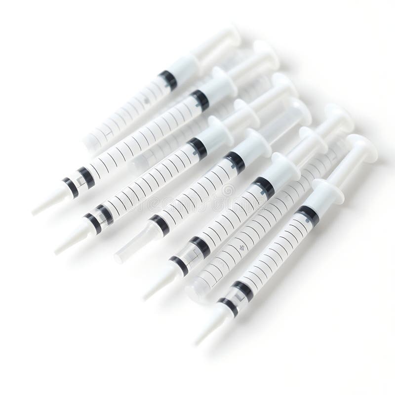 A Pack of Sterile Disposable Syringes Arranged Neatly on a Clean White ...