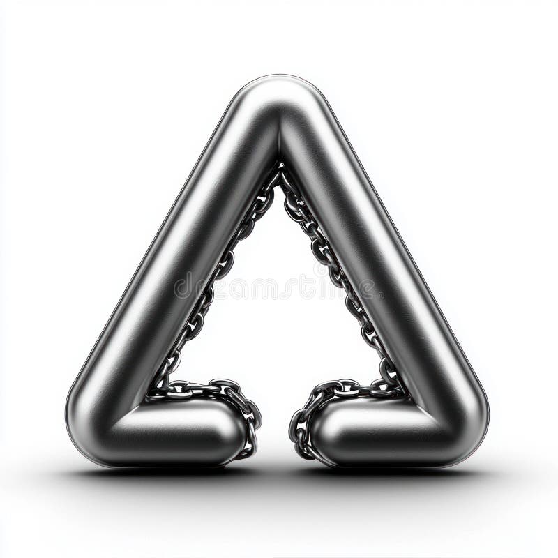 An Eye-catching Triangular Metal Art Piece with Chains, on a Clean ...