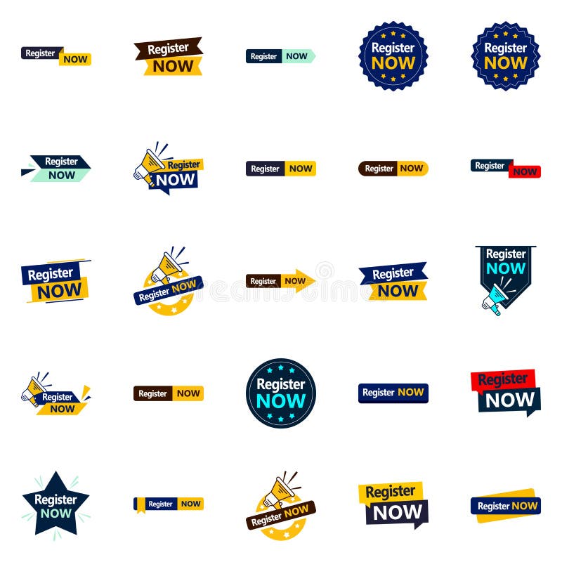 25 Eye Catching Typographic Banners for Register Now Stock Vector ...