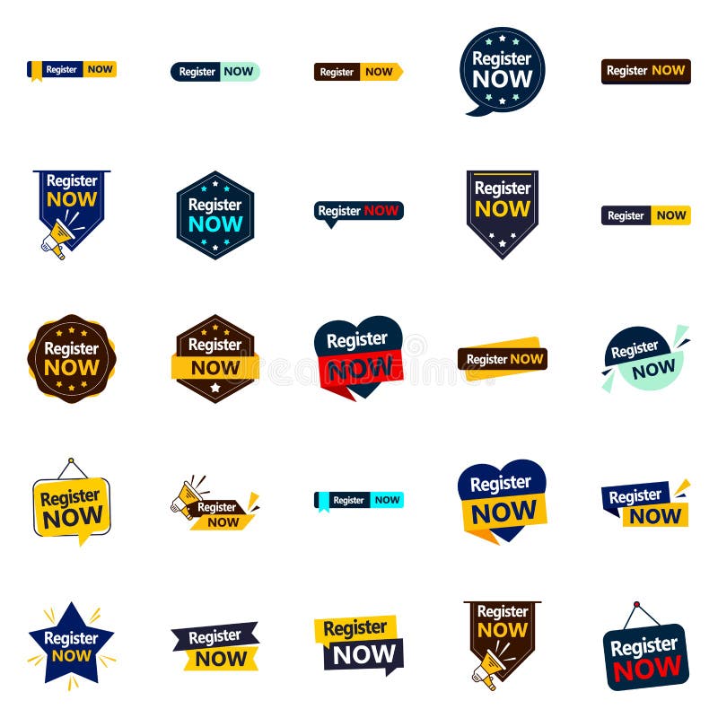 25 Eye Catching Typographic Designs for Register Now Stock Vector ...