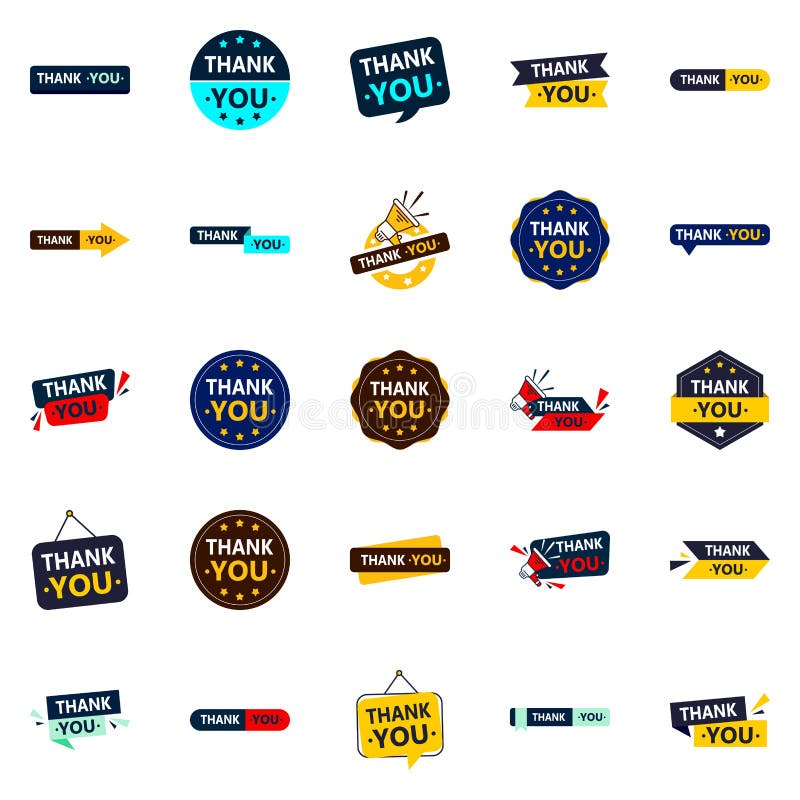 25 Eye Catching Vector Icons for Thank You Messages Stock Vector ...