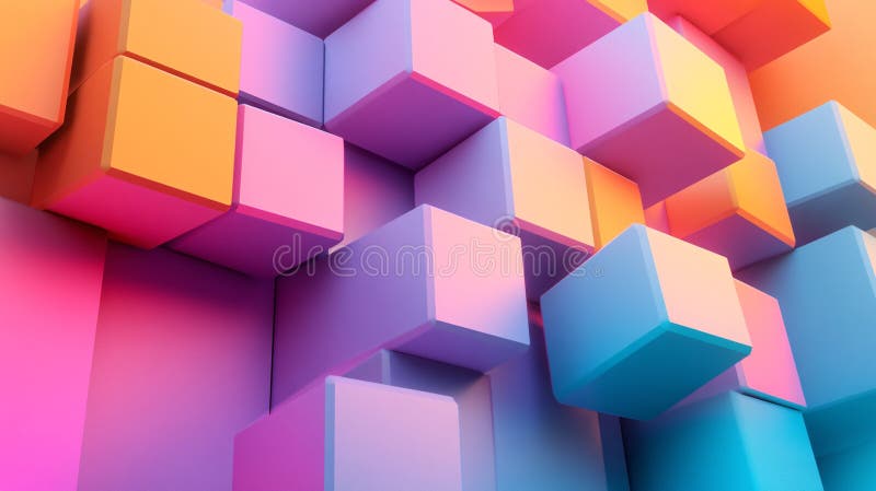 Eye Catching Visuals of Stacked 3D Geometric Shapes with Vibrant ...