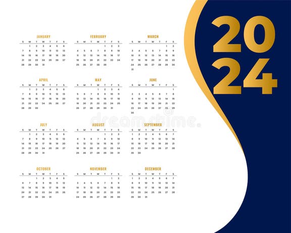 Eye Catching 2024 Wall Calendar Template with Golden Touch Stock Vector ...