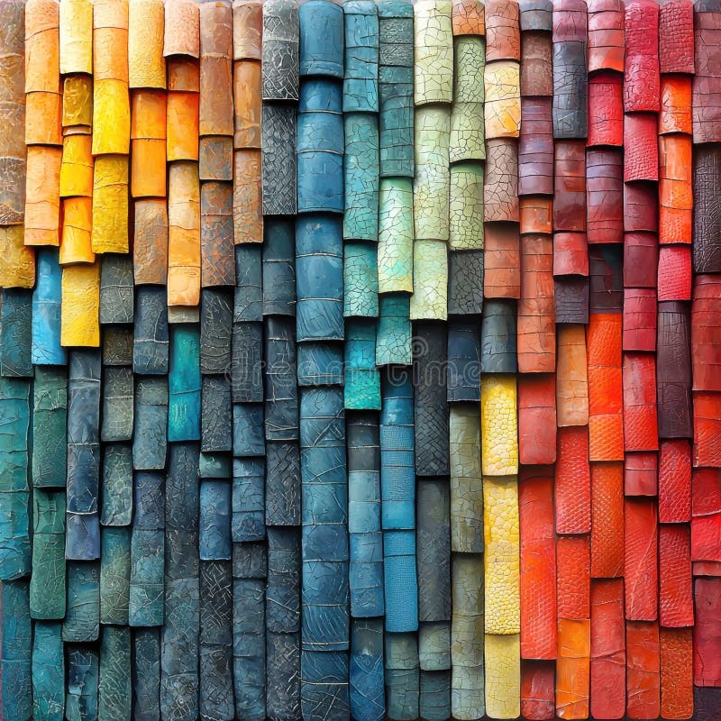 Eye-catching Wall Decorated with a Variety of Colorful Bricks Creating ...