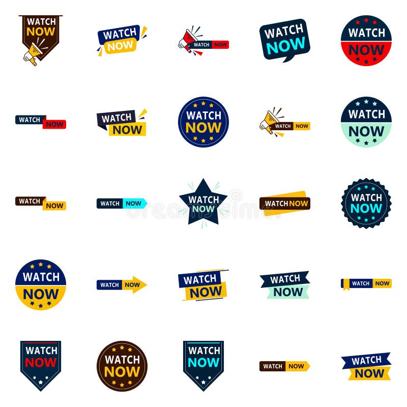25 Eye-catching Watch Now Banners To Boost Your Visibility Stock Vector ...
