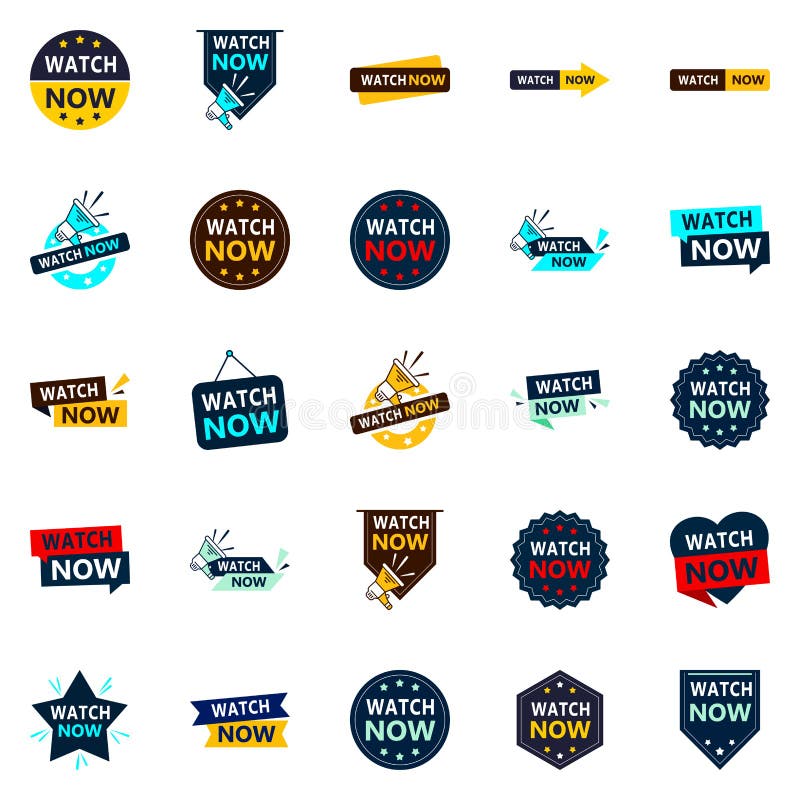 25 Eye-catching Watch Now Banners To Grab Attention Stock Vector ...