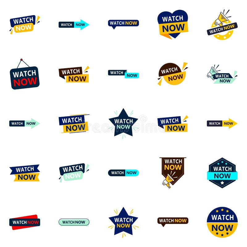 25 Eye-catching Watch Now Banners To Grab Attention Stock Vector ...