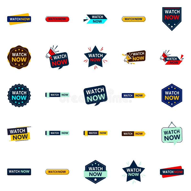 25 Eye-catching Watch Now Banners To Grab Attention Stock Vector ...