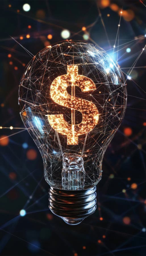 Eye Catching Wireframe Lightbulb Design in Dollar Sign Shape ...