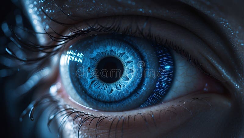 Pixelated Pupil: Eyes of the Digital Sentry. AI Generate Stock ...