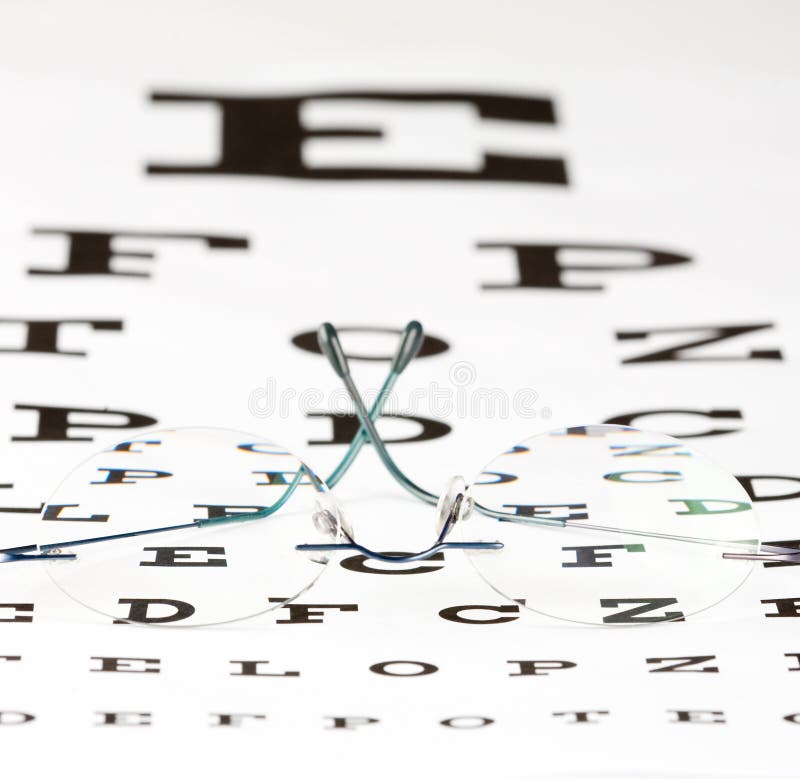 Sight Measuring Spectacles & Eye Chart Stock Photo - Image of optics ...