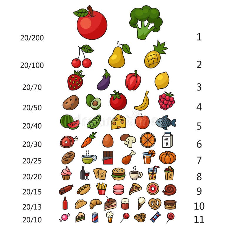 Eye Chart Food Structure Diagram Medical Science Stock Illustration ...