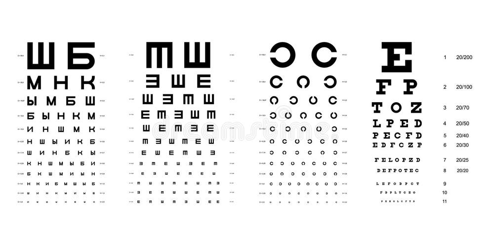 Eye Chart Table Diagram Set Stock Illustration - Illustration of ...