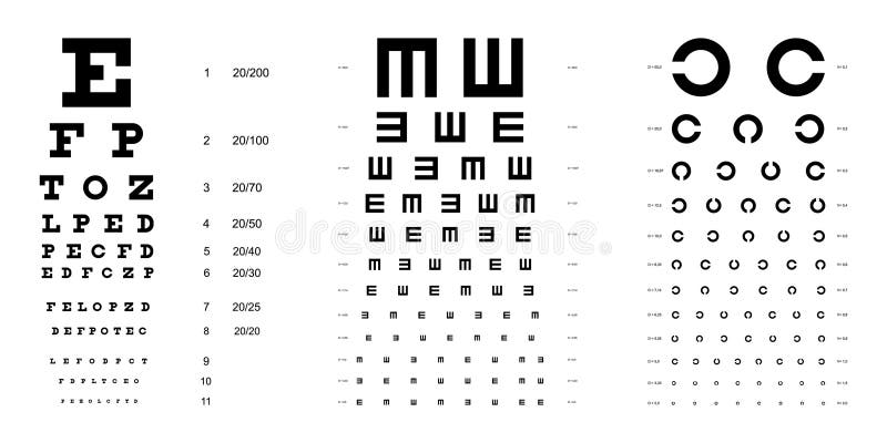Eye Chart Table Diagram Set Stock Illustration - Illustration of ...