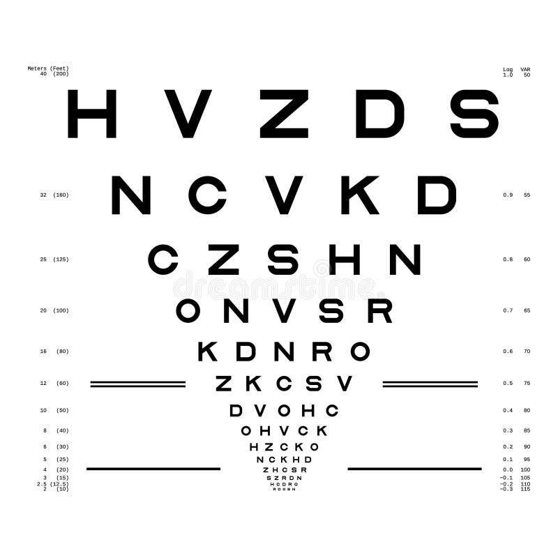 Eye Chart Test. Assessment of Visual Acuity. Template for Your Design ...