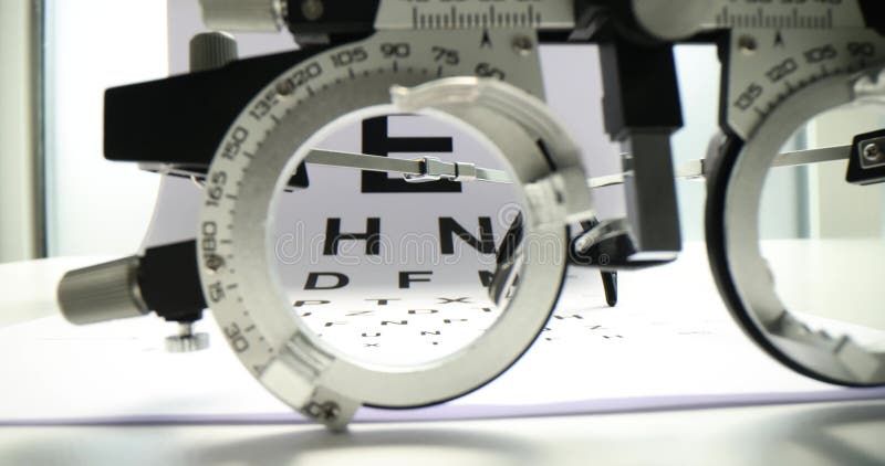 Eye Chart Test and Trial Frame Ophthalmologist Tools Stock Footage ...