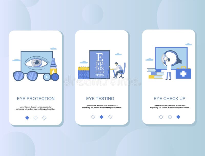 Eye Check Up Mobile App Onboarding Screens Vector Template Stock Vector ...
