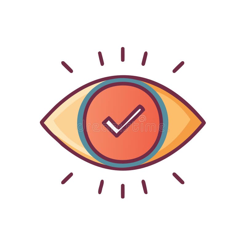 Eye with Checkmark: Symbol of Vision, Confirmation, or Approval, Flat ...