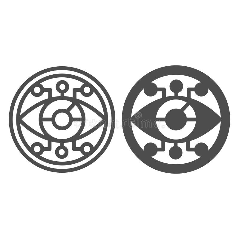Eye Circle with Connections Line and Solid Icon, Neural Network Concept ...