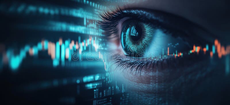 Eye Close-up with Digital Data Visualization Representing Analytics and ...
