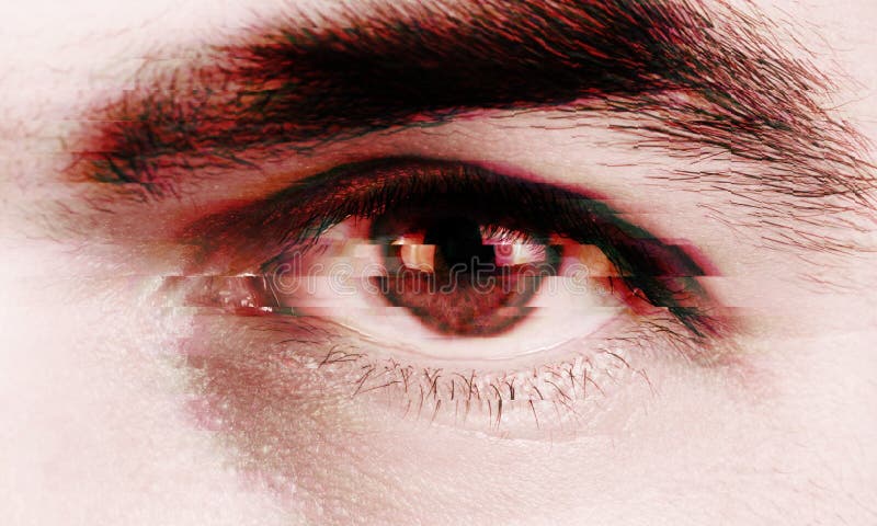 Eye Close Up with Glitch Effect Stock Image - Image of pixel, white ...
