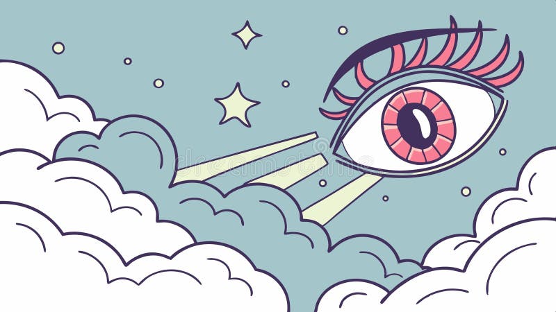 Eye in Cloudy Sky, Surreal Vision and Dreamlike Atmosphere Vector ...