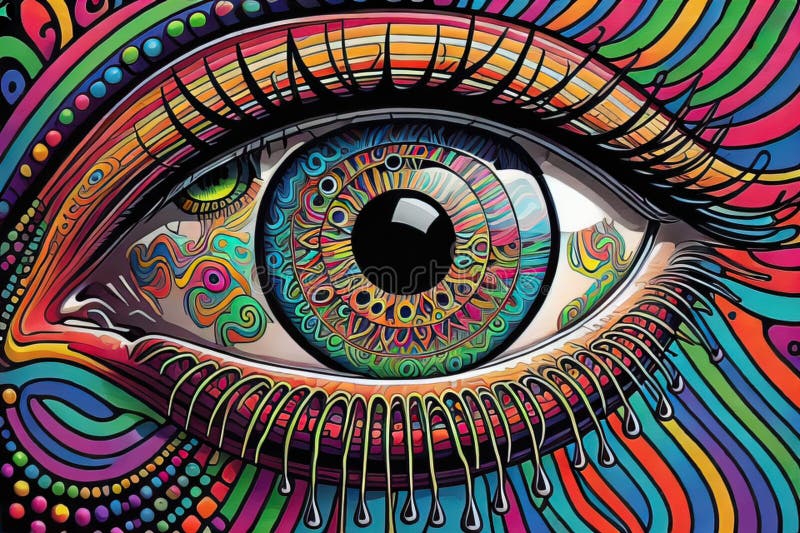 Eye with Colorful Pattern. Psychedelic Eye Design. Vector Illustration ...