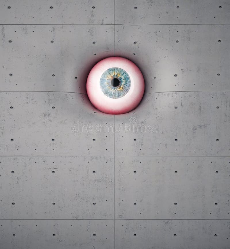 Eye on a Concrete Wall. Spying and Supervision Concept Stock ...