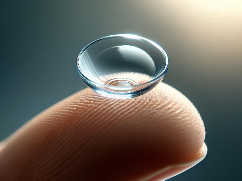 An Eye Contact Lens Resting on the Tip of a Finger, Close-up Stock ...