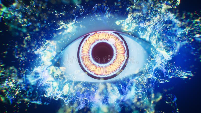 An Eye in the Dark with Vfx Particles, 3d Rendering Stock Footage ...