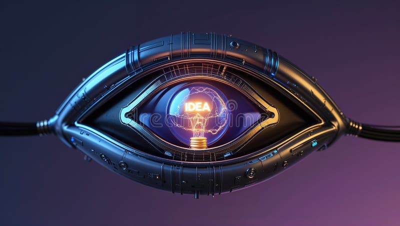 An Eye Design Features a Glowing Light Bulb Symbolizing an Idea at Its ...