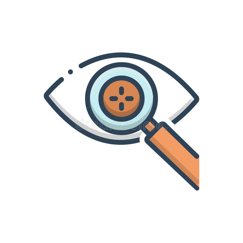 Color Illustration Icon for Eye Detect, Magnifying and Retina Stock ...