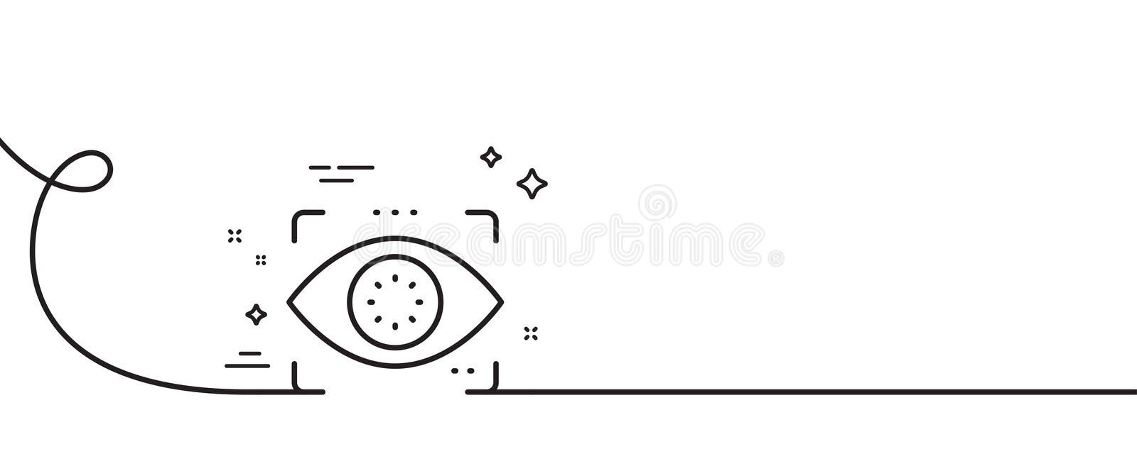Eye Detect Line Icon Retina Scan Sign Continuous Line With Curl
