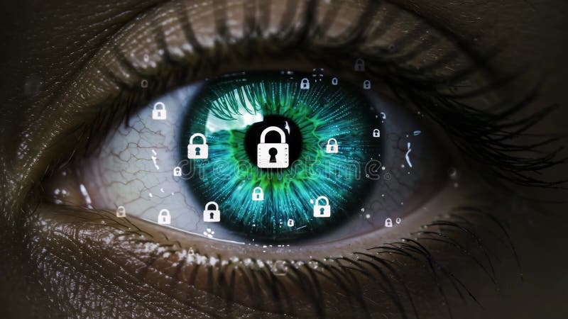 Eye with Digital Lock Icons Stock Video - Video of safety, retina ...